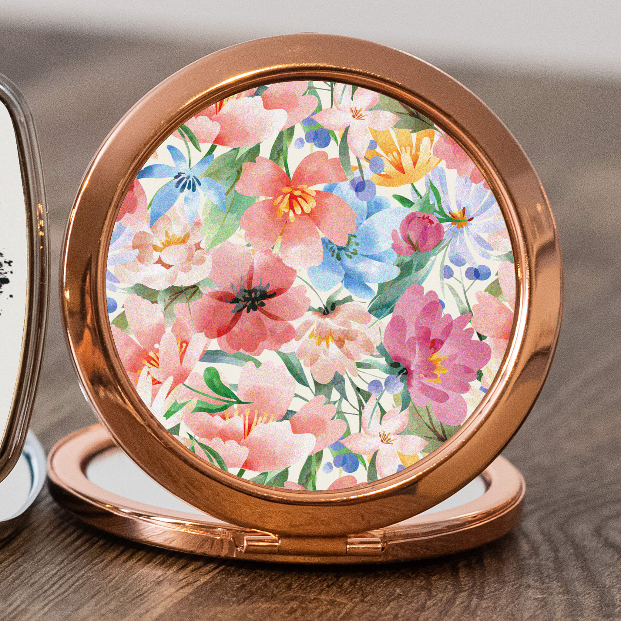 ROSE GOLD COSMETIC MIRROR - FLOWER PATTERN – Get Things Printed INC